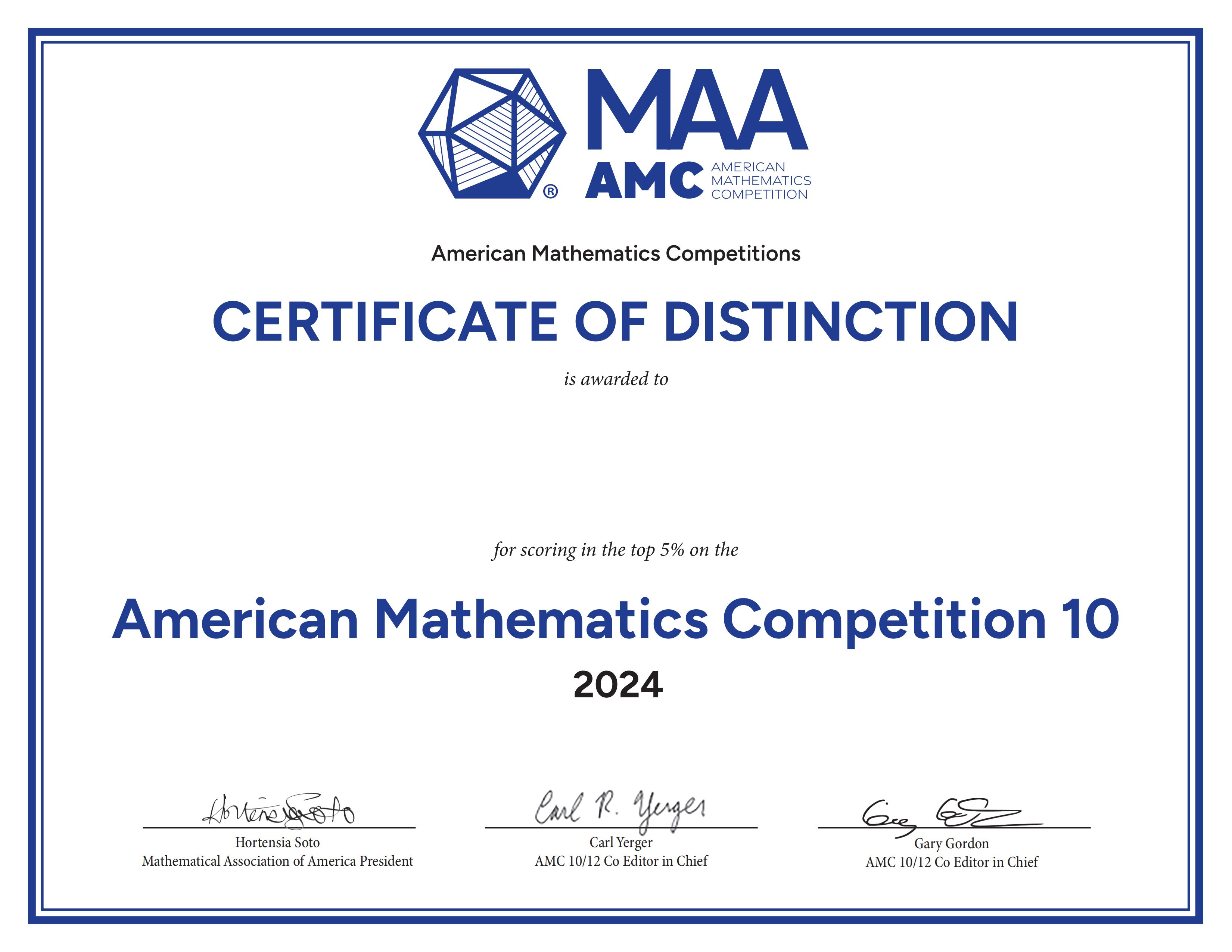 American Mathematics Competitions (AMC10) - 阿思丹国际学术挑战——亚洲最大青少年学术挑战平台